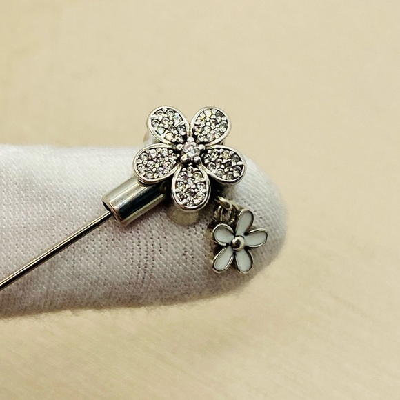 Pandora | Jewelry | Pandora 79298cz Sterling Silver Dazzling Daisy Duo Dangle Charm W Czs | Poshmark